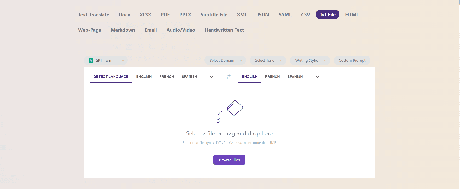 AI驱动的TXT文件翻译器 – 快速安全的在线TXT文件翻译